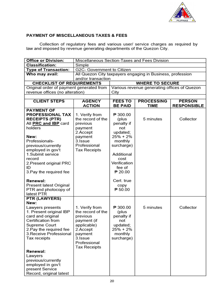 Collection of Miscellaneous Taxes Fees | PDF