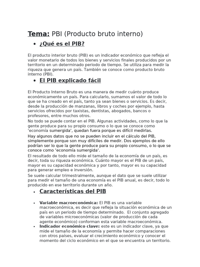 PBI (Producto Bruto Interno) | PDF