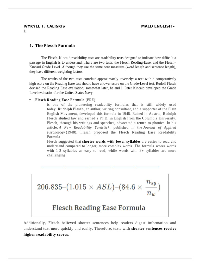 The Flesch Formula | PDF