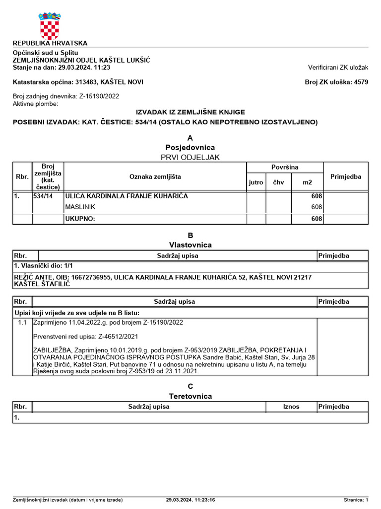 ZK 4579 Ko Kastel Novi | PDF
