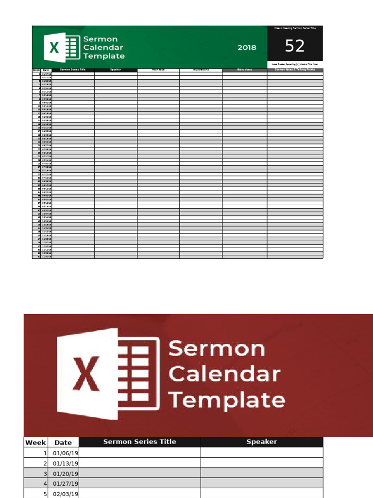 Sermon Calendar 2019 | PDF
