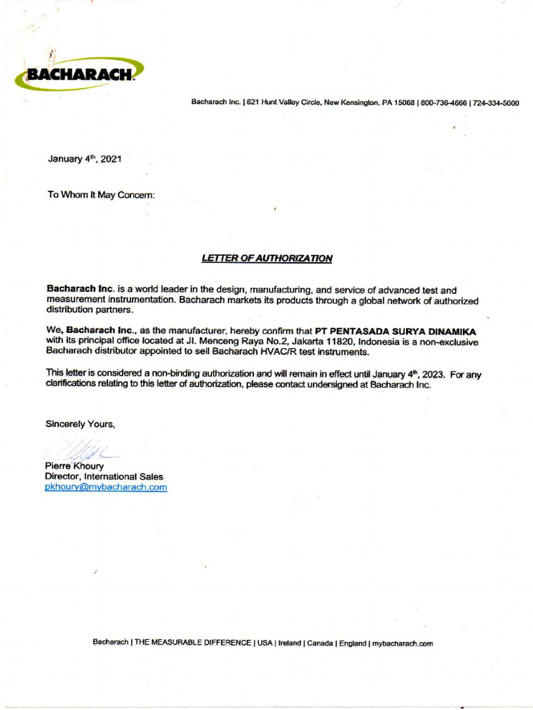 Letter of Authorization | PDF