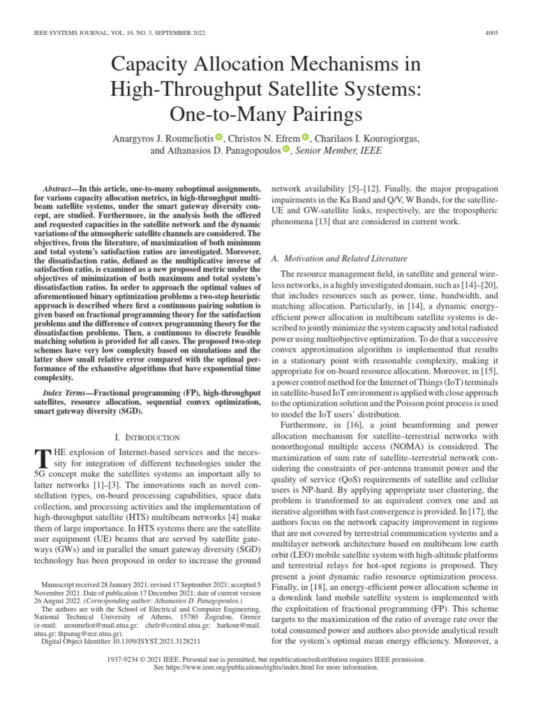 Capacity Allocation Mechanisms in High-Throughput Satellite Systems One ... Capacity Allocation Mechanisms in High-Throughput Satellite Systems One ...