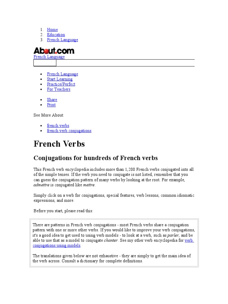 French Verbs | PDF | French Language | Grammatical Conjugation
