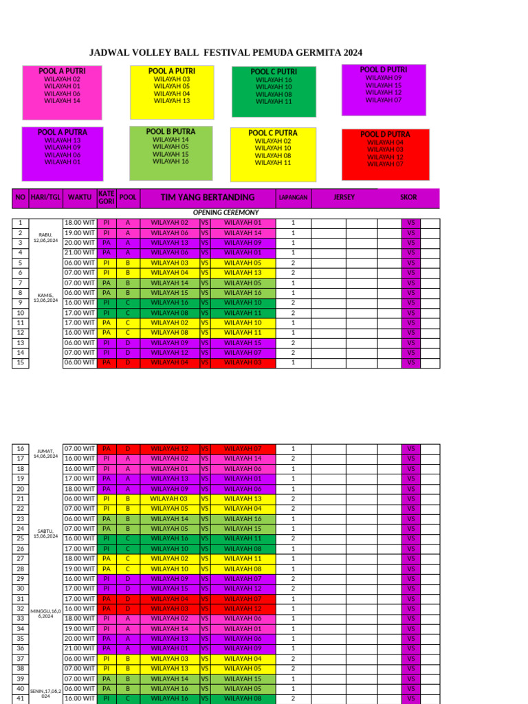 Jadwal Festival Volley | PDF