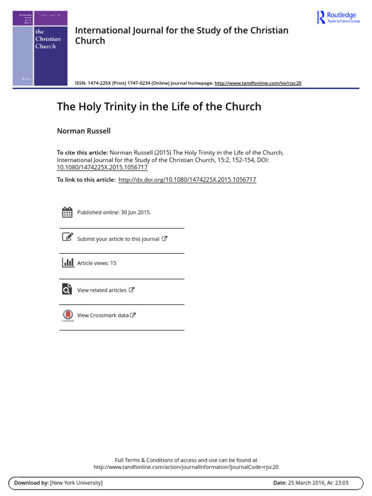 The Holy Trinity in The Life of The Church | PDF