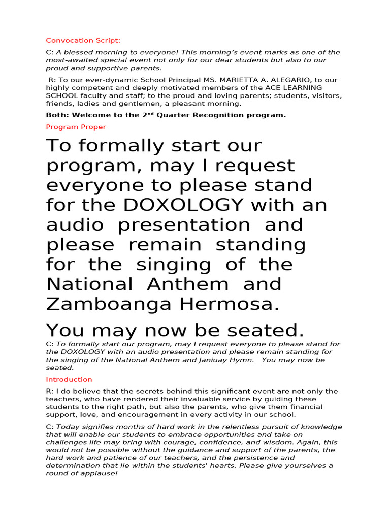 Convocation Script | PDF
