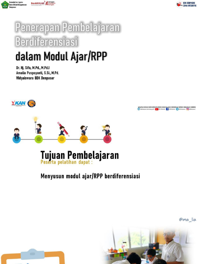 Slide Penerapan Pembelajaran Berdiferensiasi Dalam Modul Ajar RPP | PDF