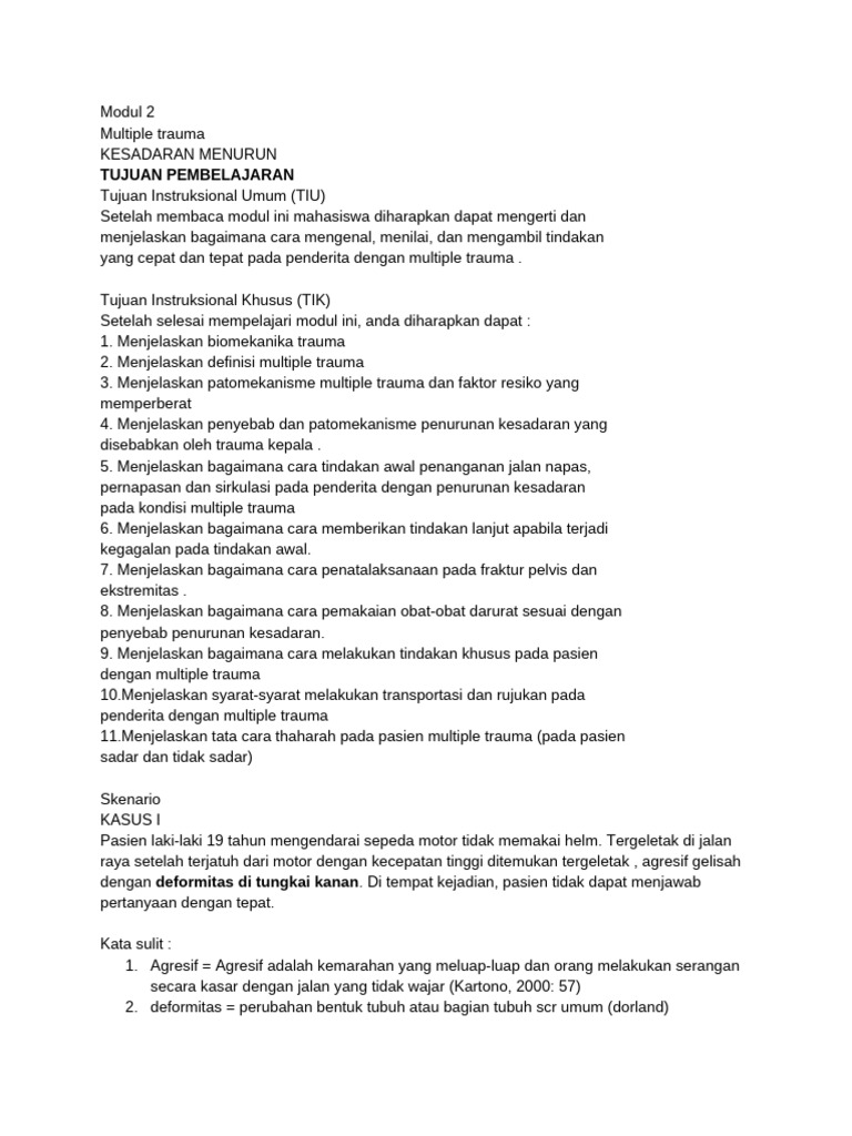 PBL Modul 2 Traumatologi | PDF