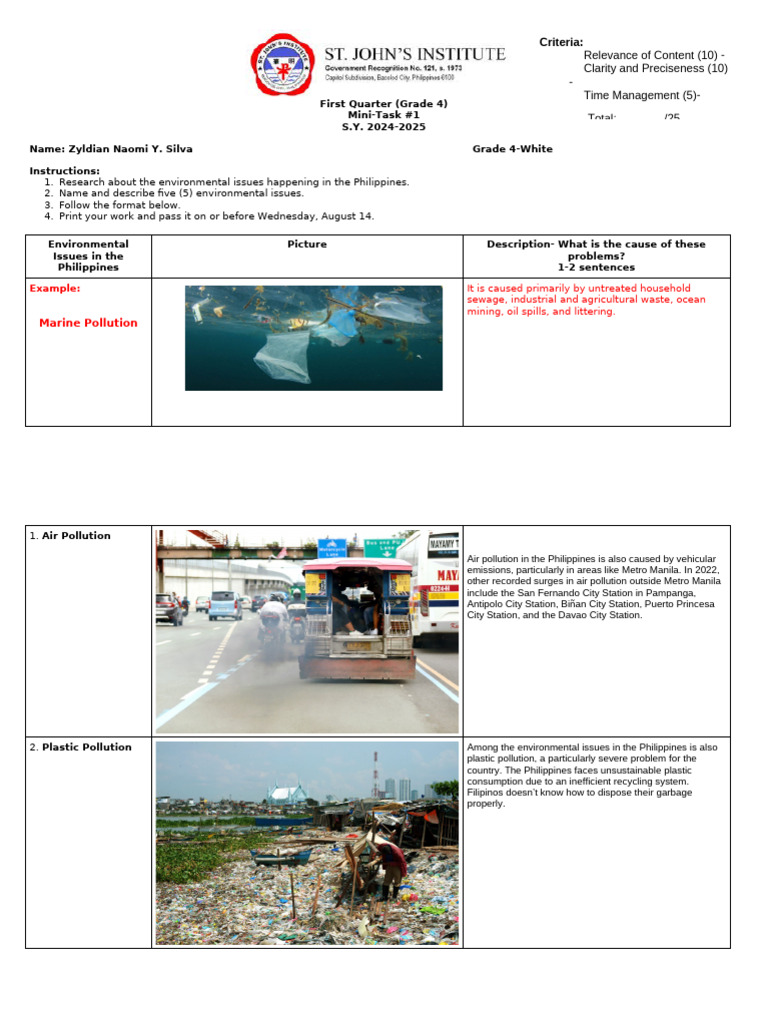 Mini Task 1 Template Pdf