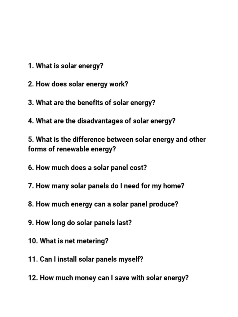 Solar Energy Questions | PDF