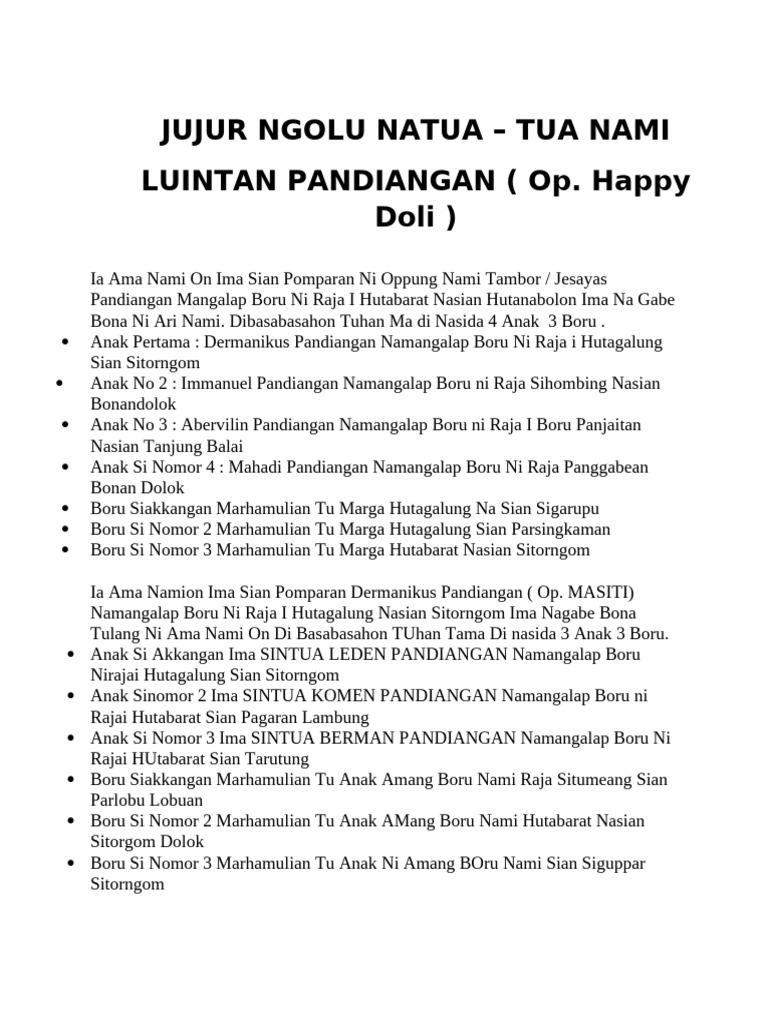 Jujur Ngolu Natua | PDF