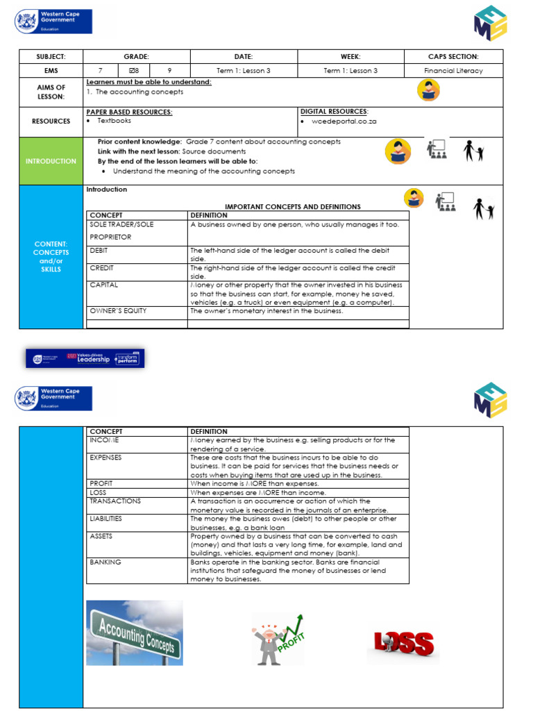 Lesson Plan Grade 8 EMS Term 1 W5&6 | PDF