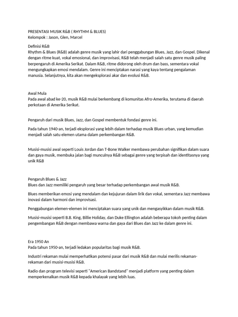 Presentasi Musik R&B | PDF