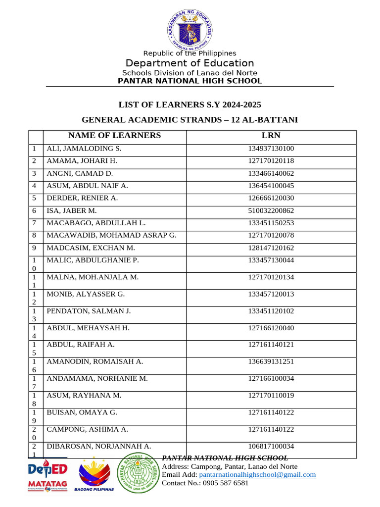 List of Name GAS 12 B 2024-2025 | PDF