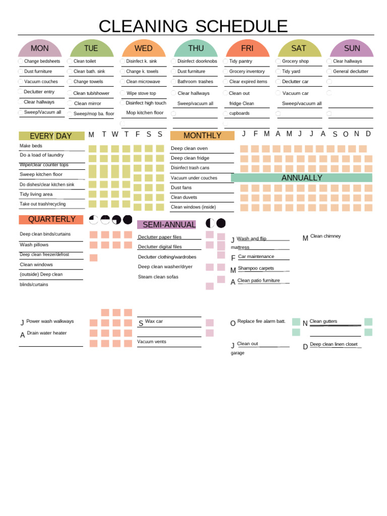 Cleaning Schedule Letter PRE FILLED EDITABLE | PDF