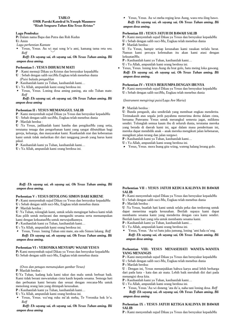 Teks Panduan Tablo Omk Paroki Katedral St. Yoseph Maumere | PDF