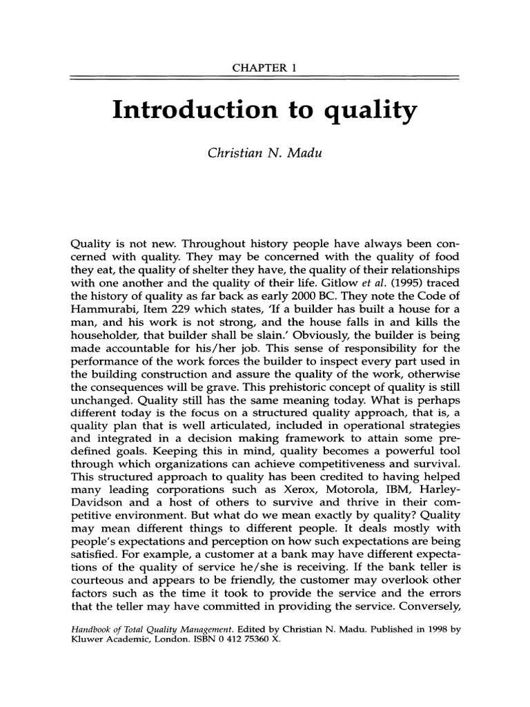 Introduction To Quality | PDF