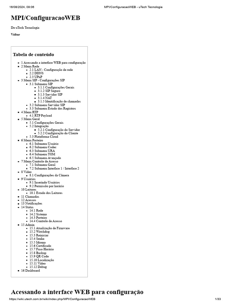 Utech MultiTecla - Manual Configuração Web | PDF