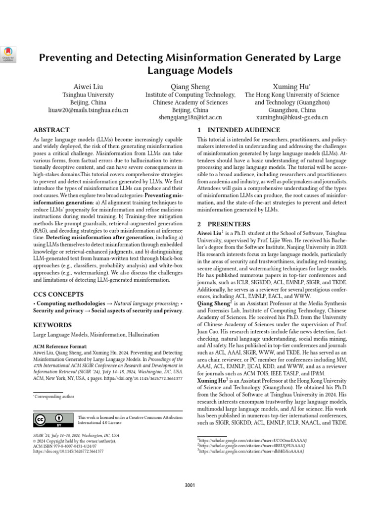Preventing and Detecting Misinformation Generated by LLM | PDF