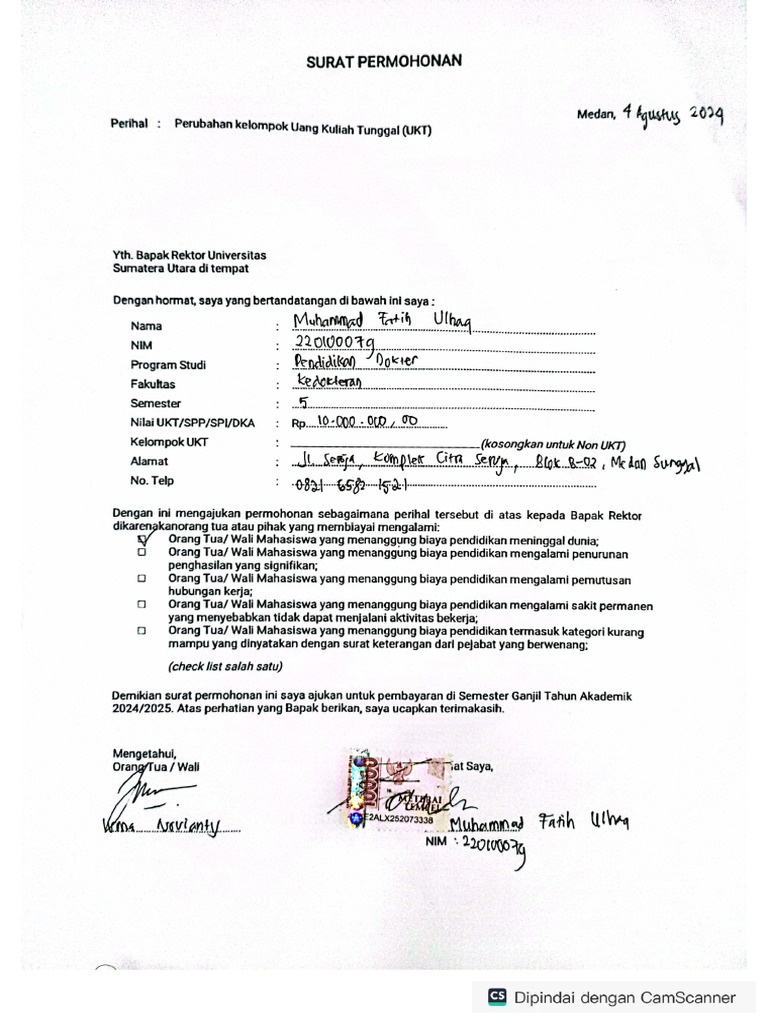 Surat Permohonan Kepada Rektor | PDF