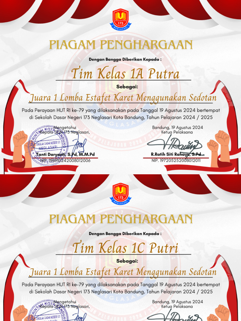 Piagam Penghargaan | PDF