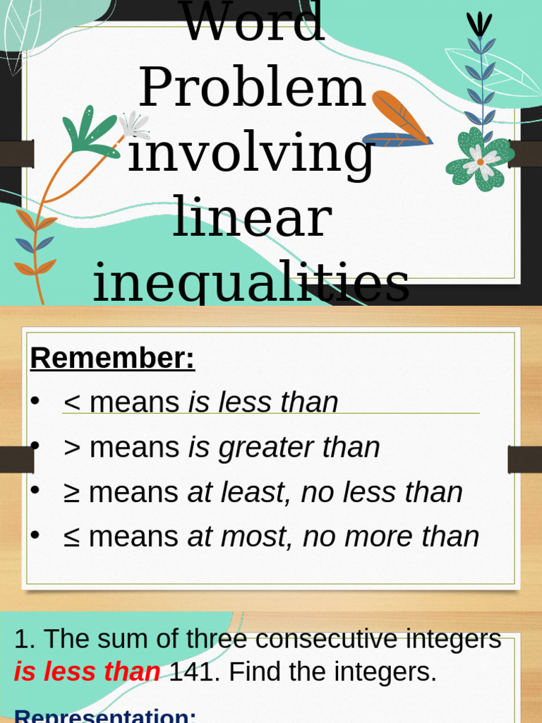 SC - Word Problem On Linear Inequalities in One Variable | PDF