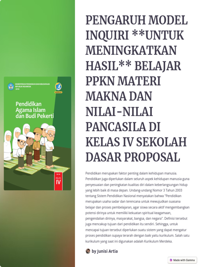 Pengaruh Model Inquiri Untuk Meningkatkan Hasil Belajar PPKN Materi Makna Dan Nilai-Nilai ...