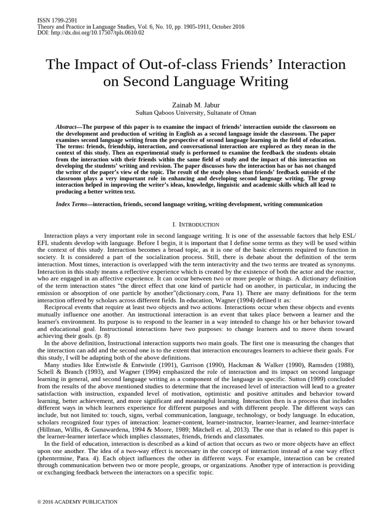 REPORT The Impact of Out of Classroom | PDF