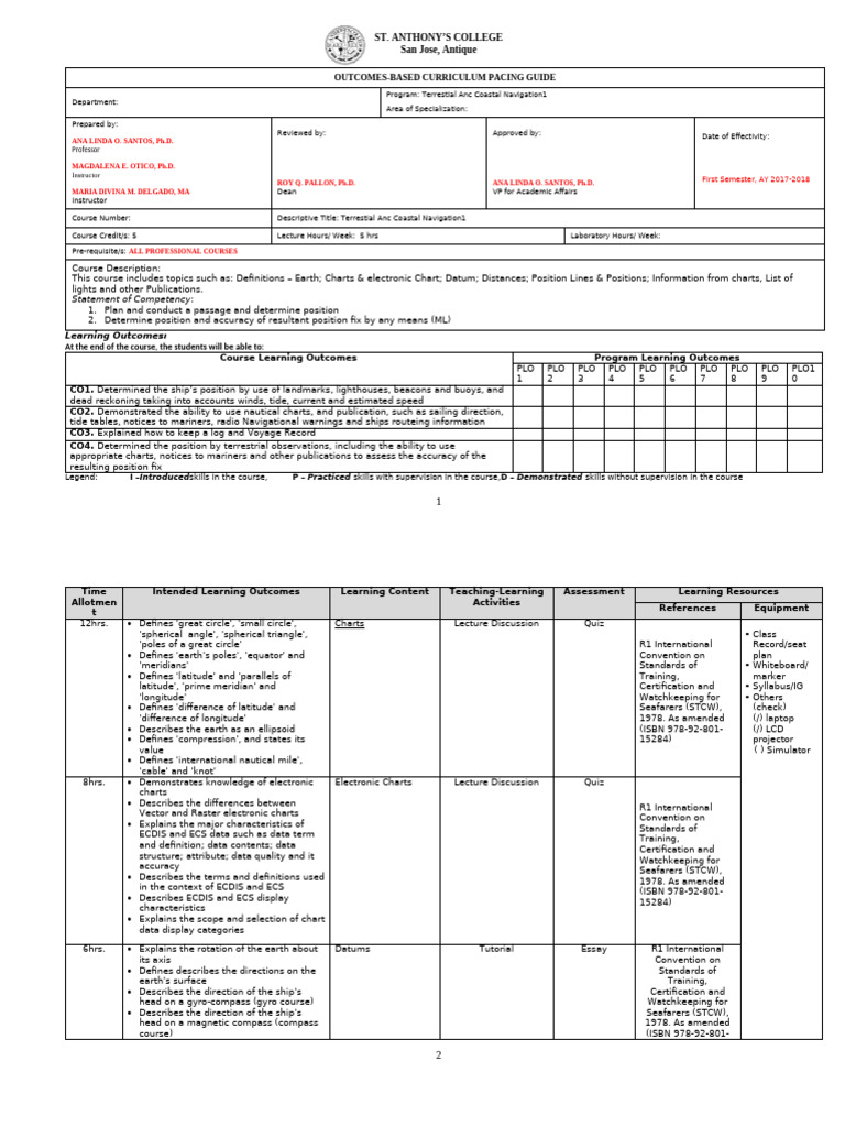 Terrestrial and Coastal Navigation 1 | PDF