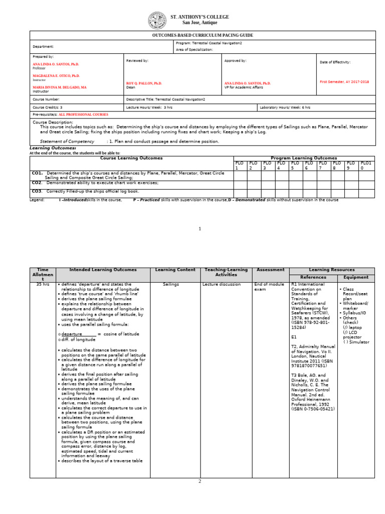 Terrestrial and Coastal Navigation 2 | PDF