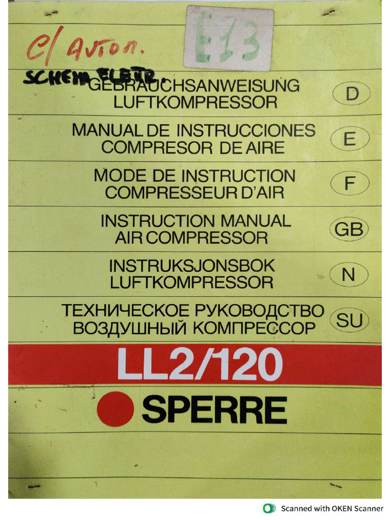 Sperre - LL2-120 - Air Compressor - Manual - Compressed | PDF