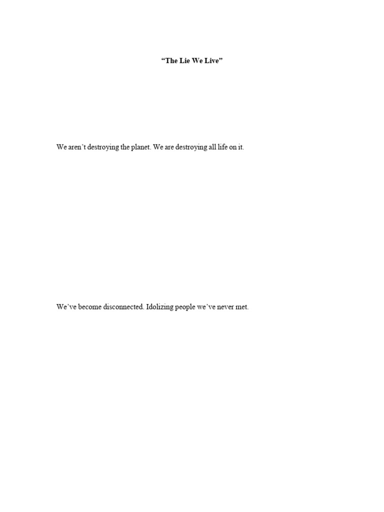 The Lie We Live | PDF