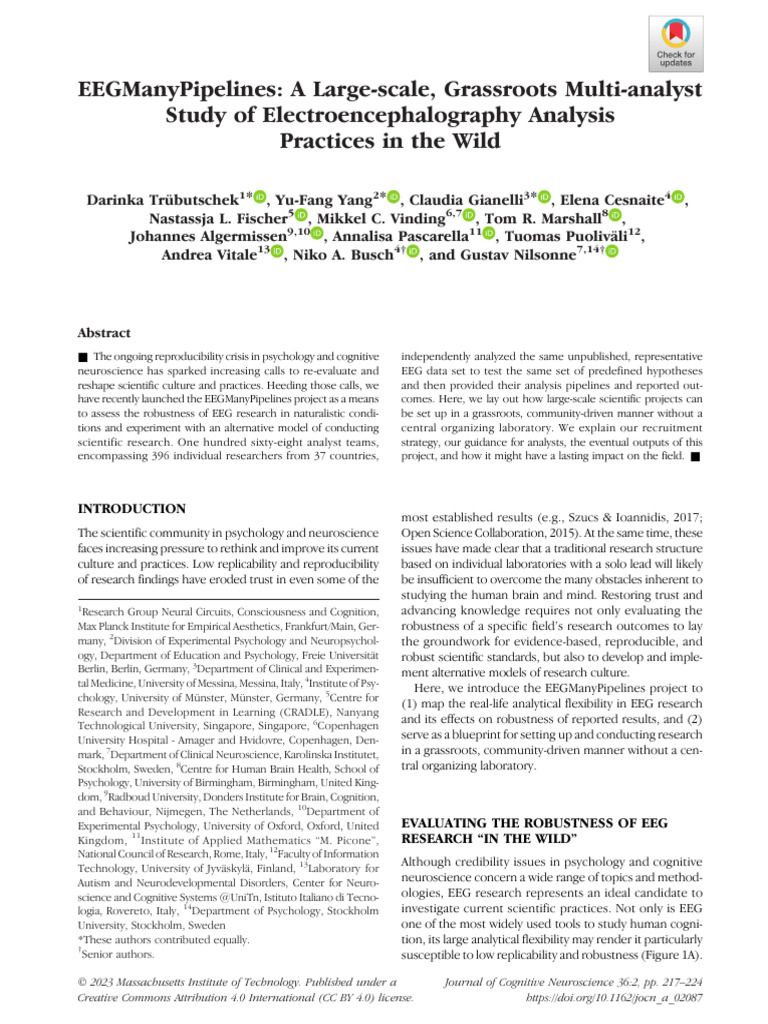 EEGManyPipelines A Large-Scale Grassroots Multi-Analyst Study of Electroencephalography Analysis ...