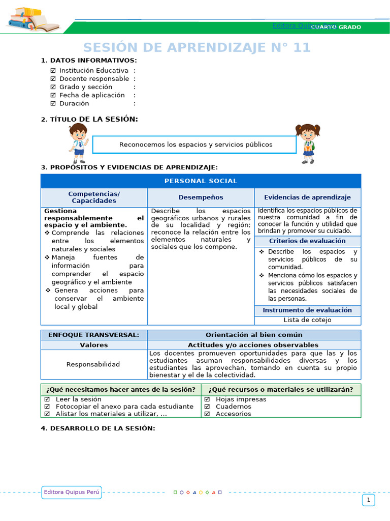 Sesiones de Aprendizaje - EDA VI Semana 2 - Editora Quipus Perú | PDF