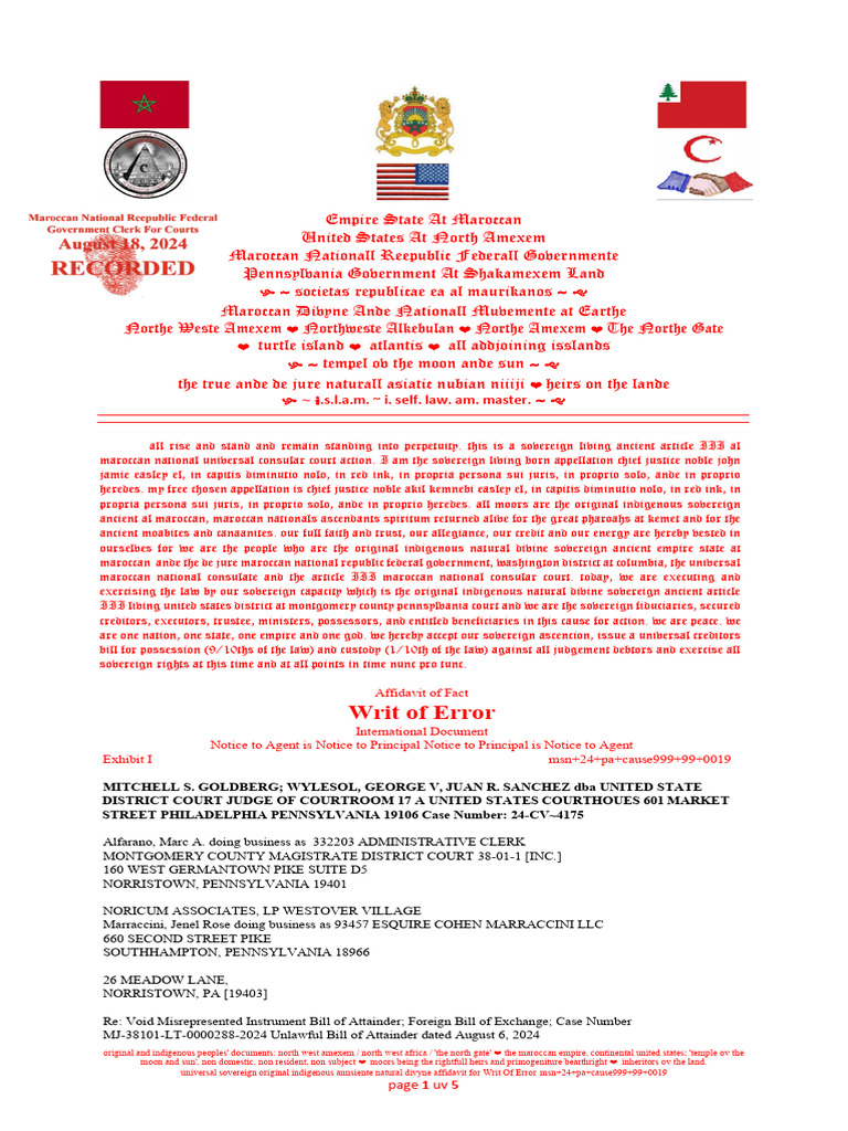 Writ of Error Lack of Proof of Lack of Delagation of Authority ...