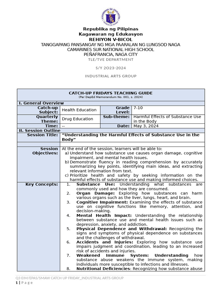 Catch Up Session Guide May 3 2024 TLE BEP | PDF