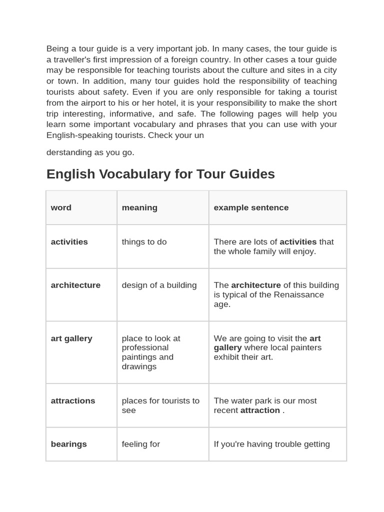 Being A Tour Guide | PDF
