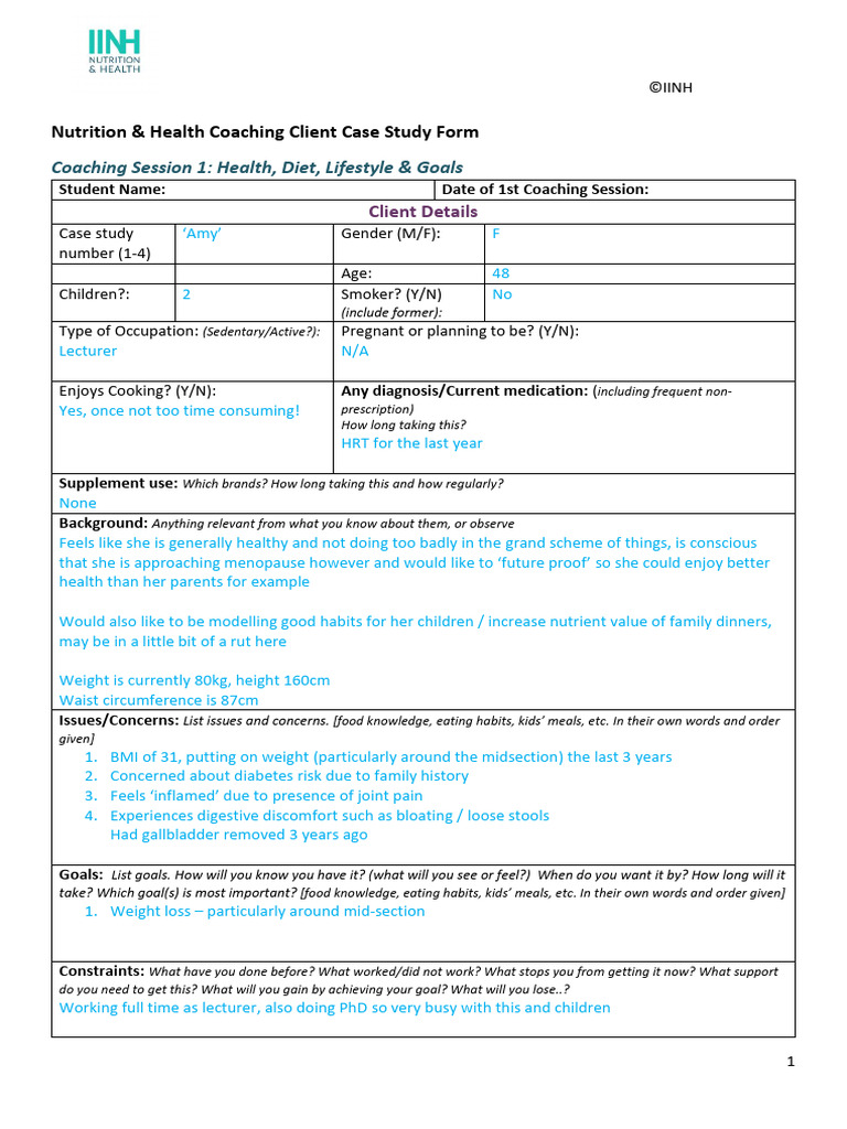 Case Study Form_Amy | PDF