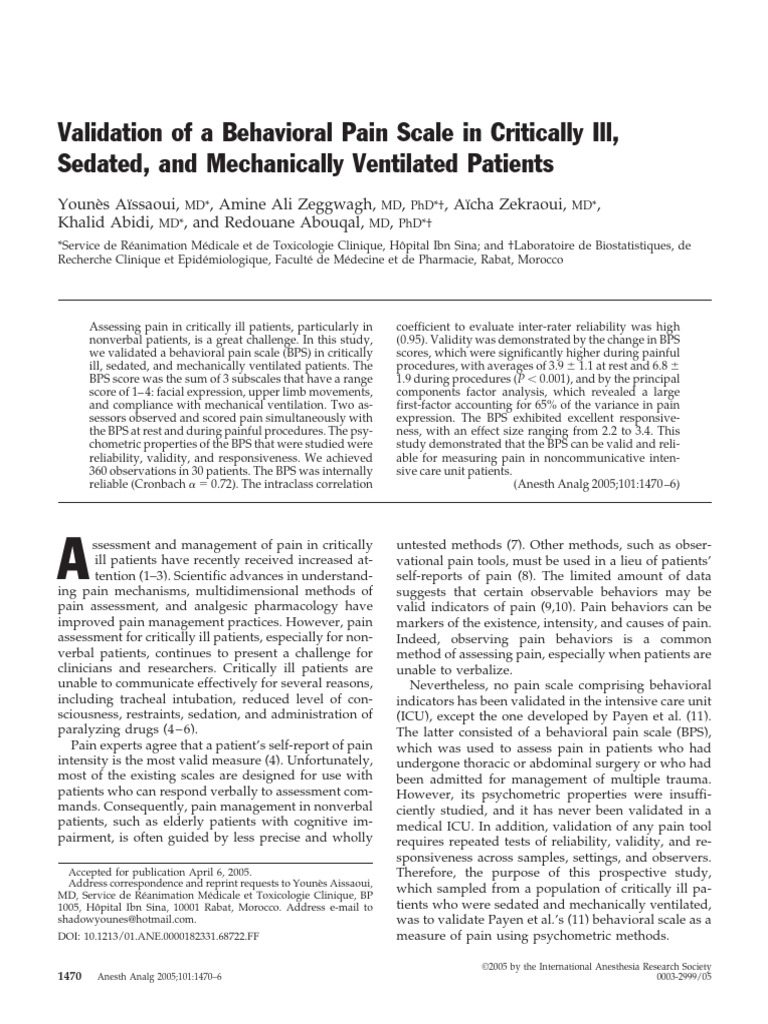 Validation of A Behavioral Pain Scale In.37 | PDF