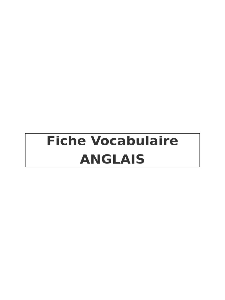 Fiche Vocabulaire | PDF