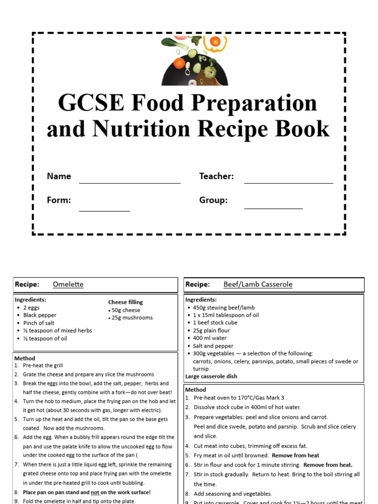 GCSE Recipe Book 2017 18 GRL | PDF