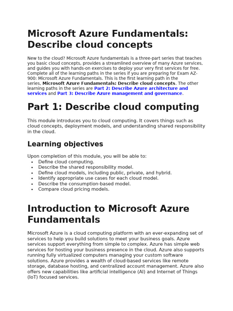 Introduction To Microsoft Azure Fundamentals | PDF | Cloud Computing ...