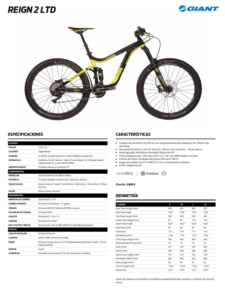 Ficha Tecnica Reign 2 LTD 2017 | PDF