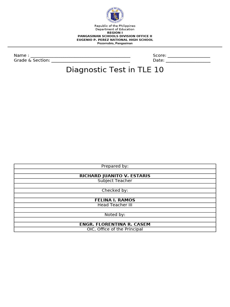 diagnostic-test-template | PDF