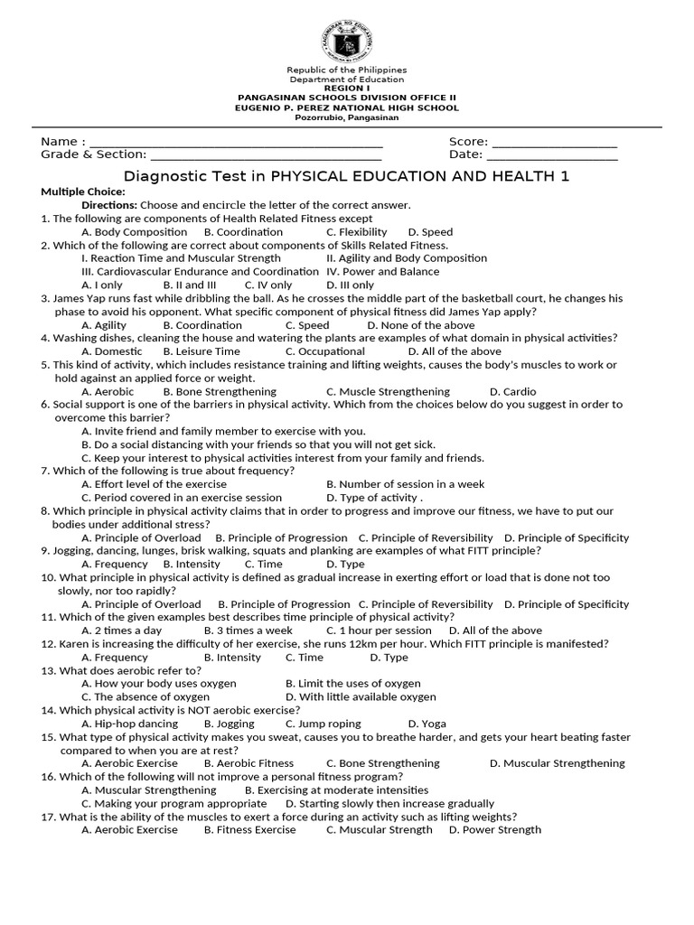 diagnostic-test-HOPE 1 | PDF