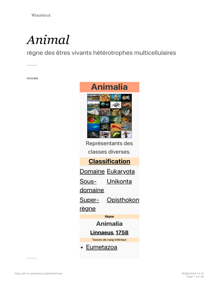 Animal - Wikipédia | PDF