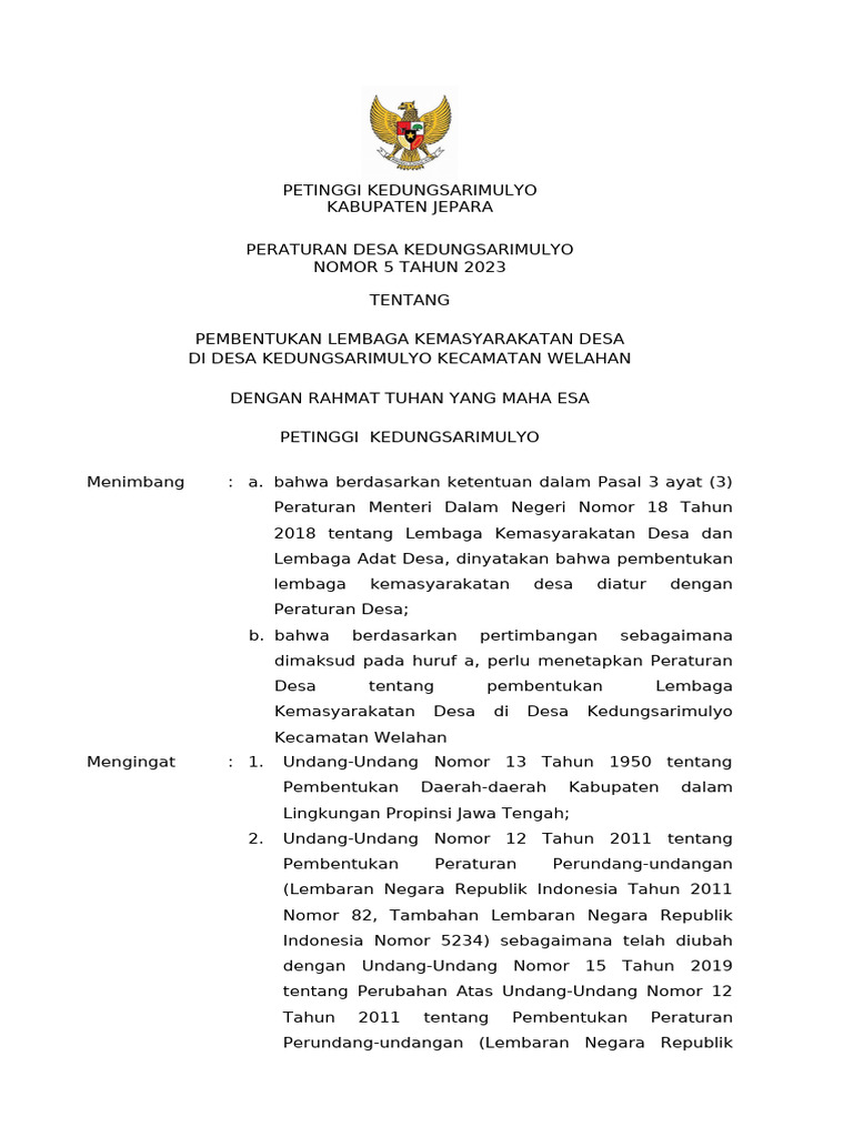 PERDES LKD Tahun 2023 Untuk 2024 | PDF