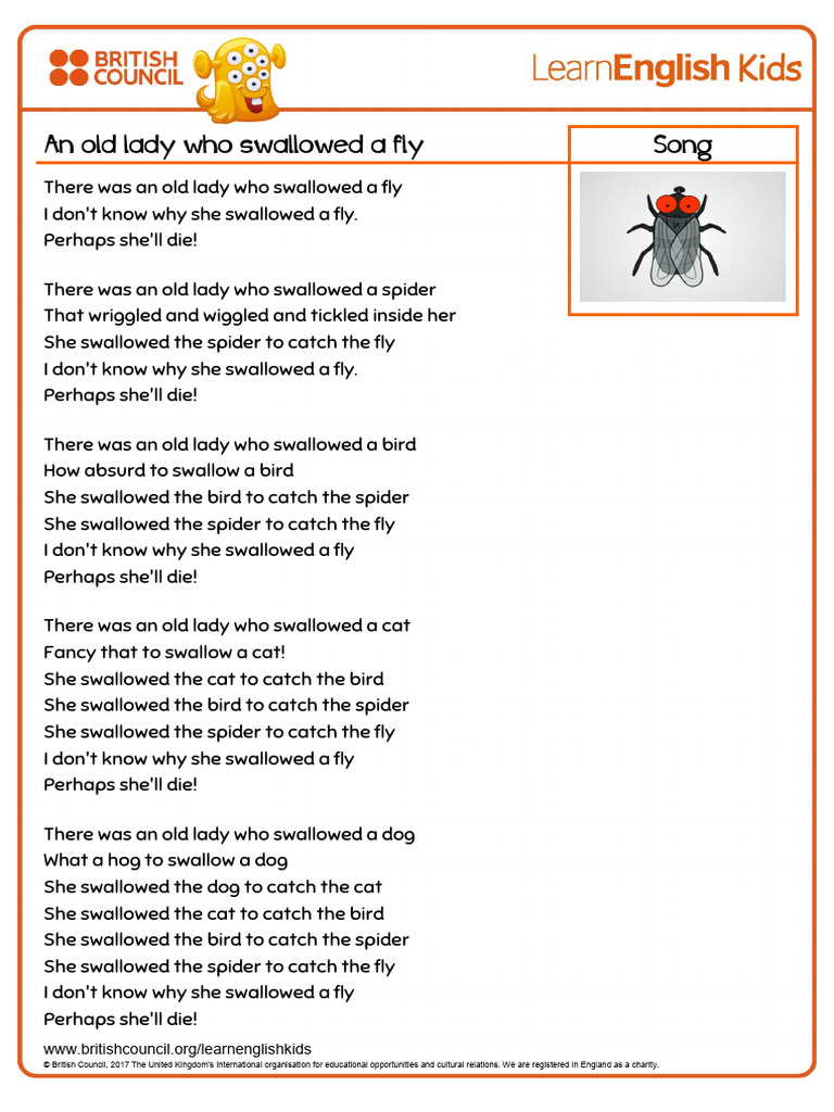 Songs An Old Lady Who Swallowed A Fly Lyrics | PDF