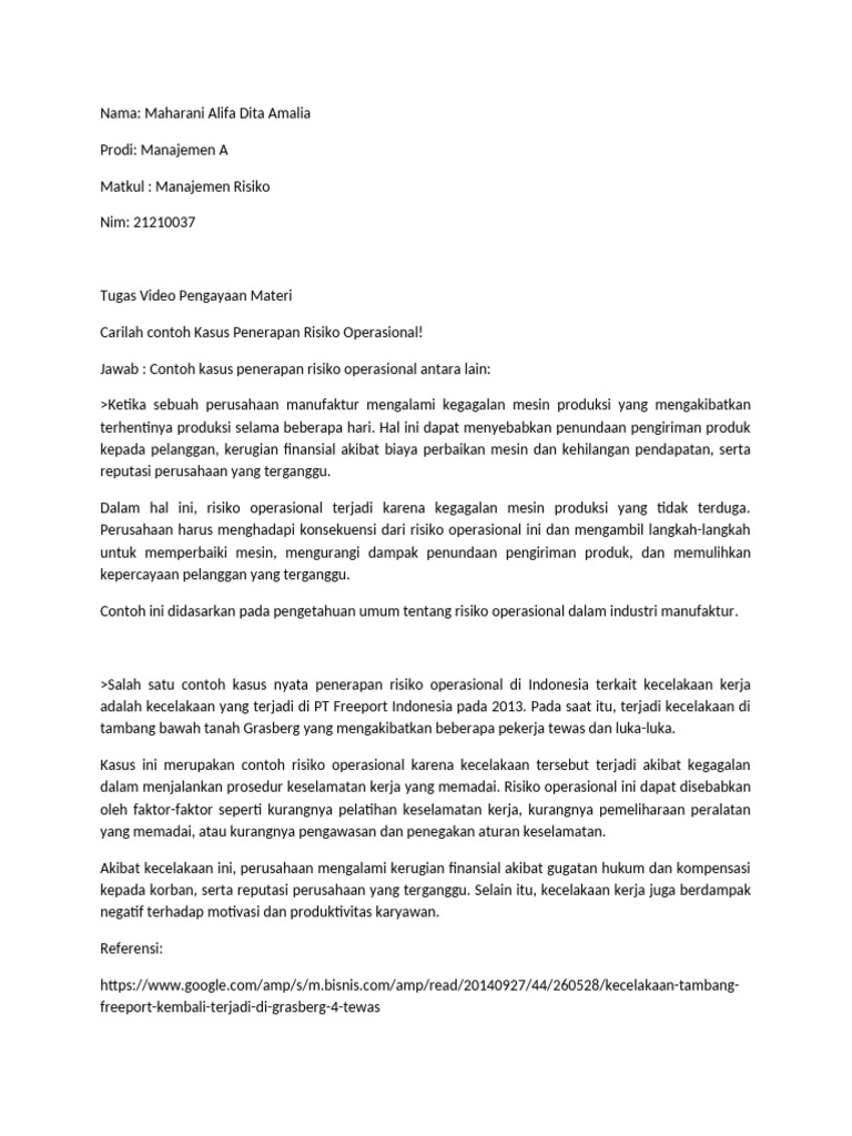 Tugas Pengayaan Video Materi - Maharani - 21210037 | PDF